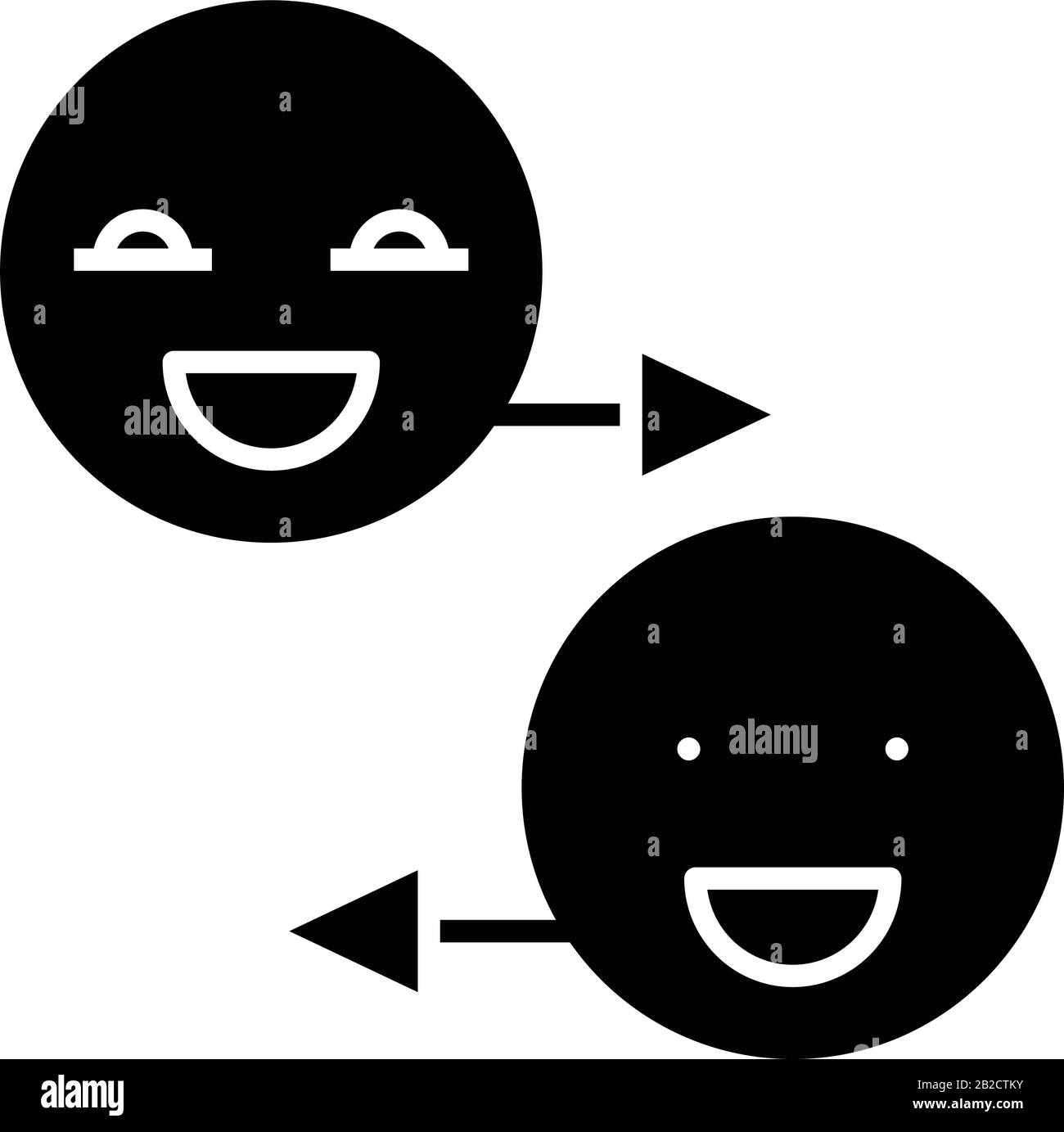 Laughing smiles black icon, concept illustration, vector flat symbol ...