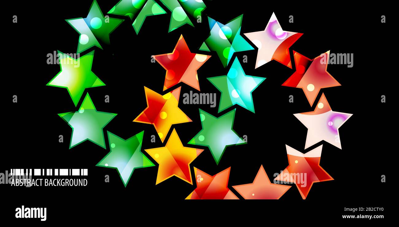 Abstract colorful background template with blended multiple star shapes ...