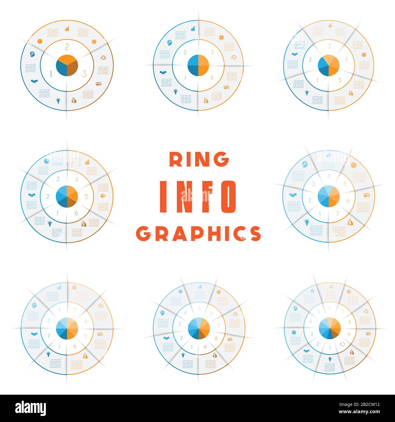 Set of templates, Ring from colored lines for infographic, can be used ...