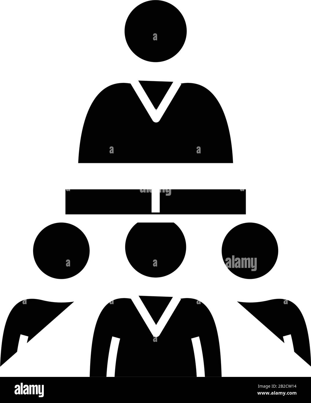 Linear management structure black icon, concept illustration, vector ...