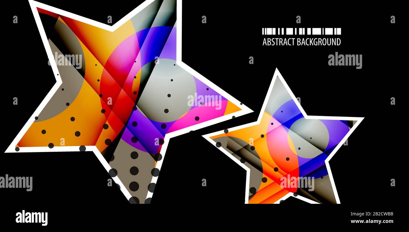 Abstract colorful background template with blended multiple star shapes ...