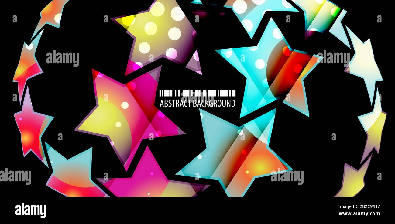 Abstract colorful background template with blended multiple star shapes ...