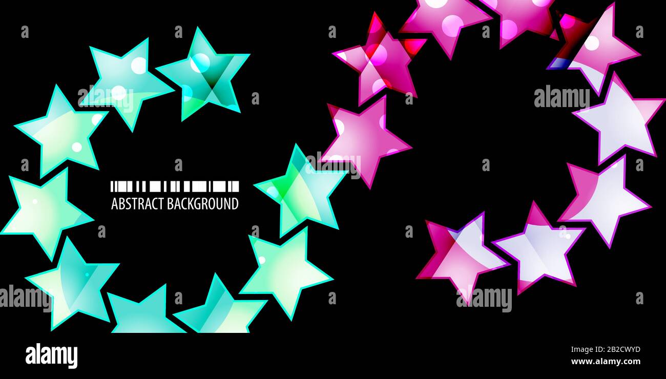 Abstract colorful background template with blended multiple star shapes ...