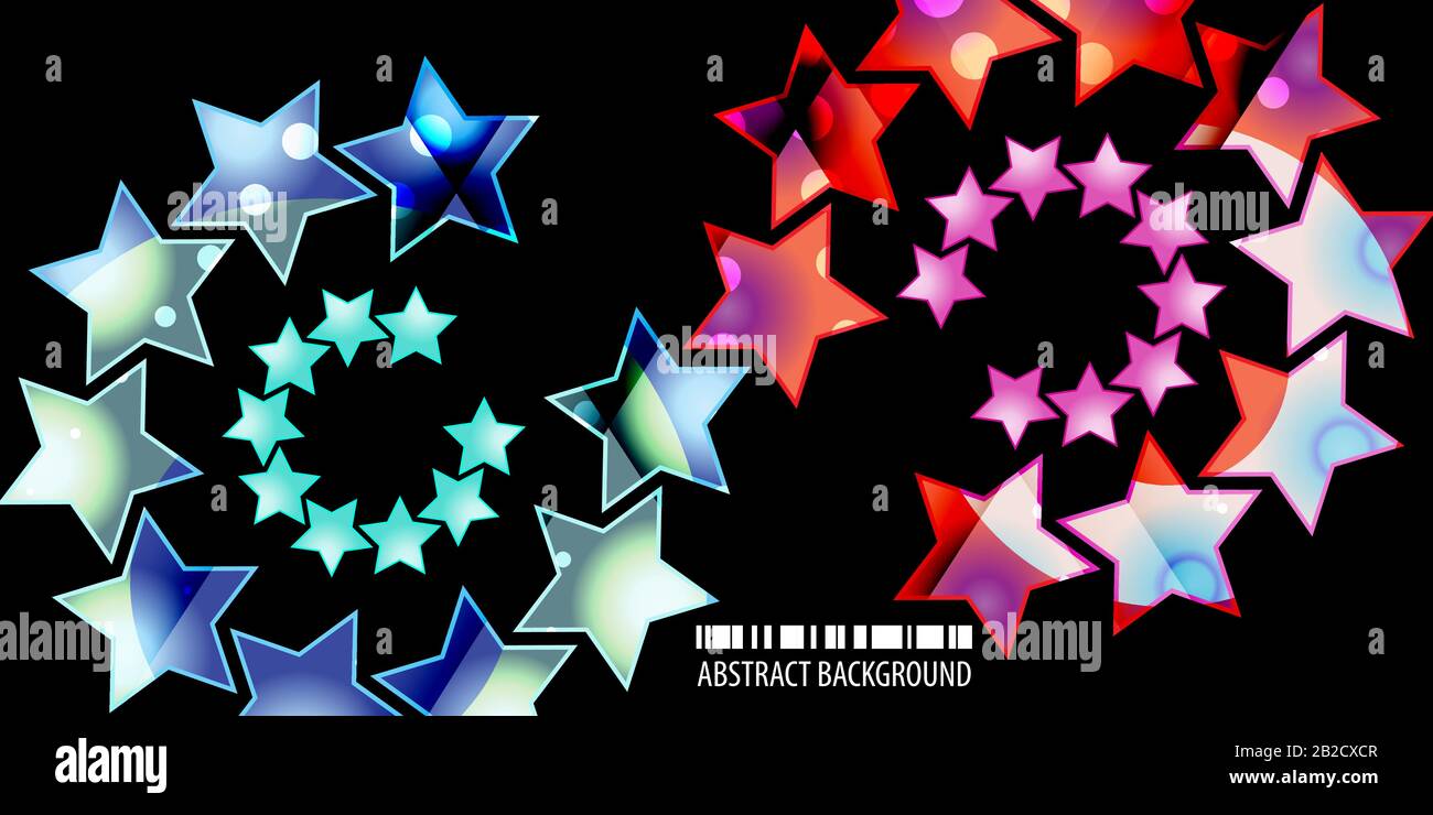 Abstract colorful background template with blended multiple star shapes ...