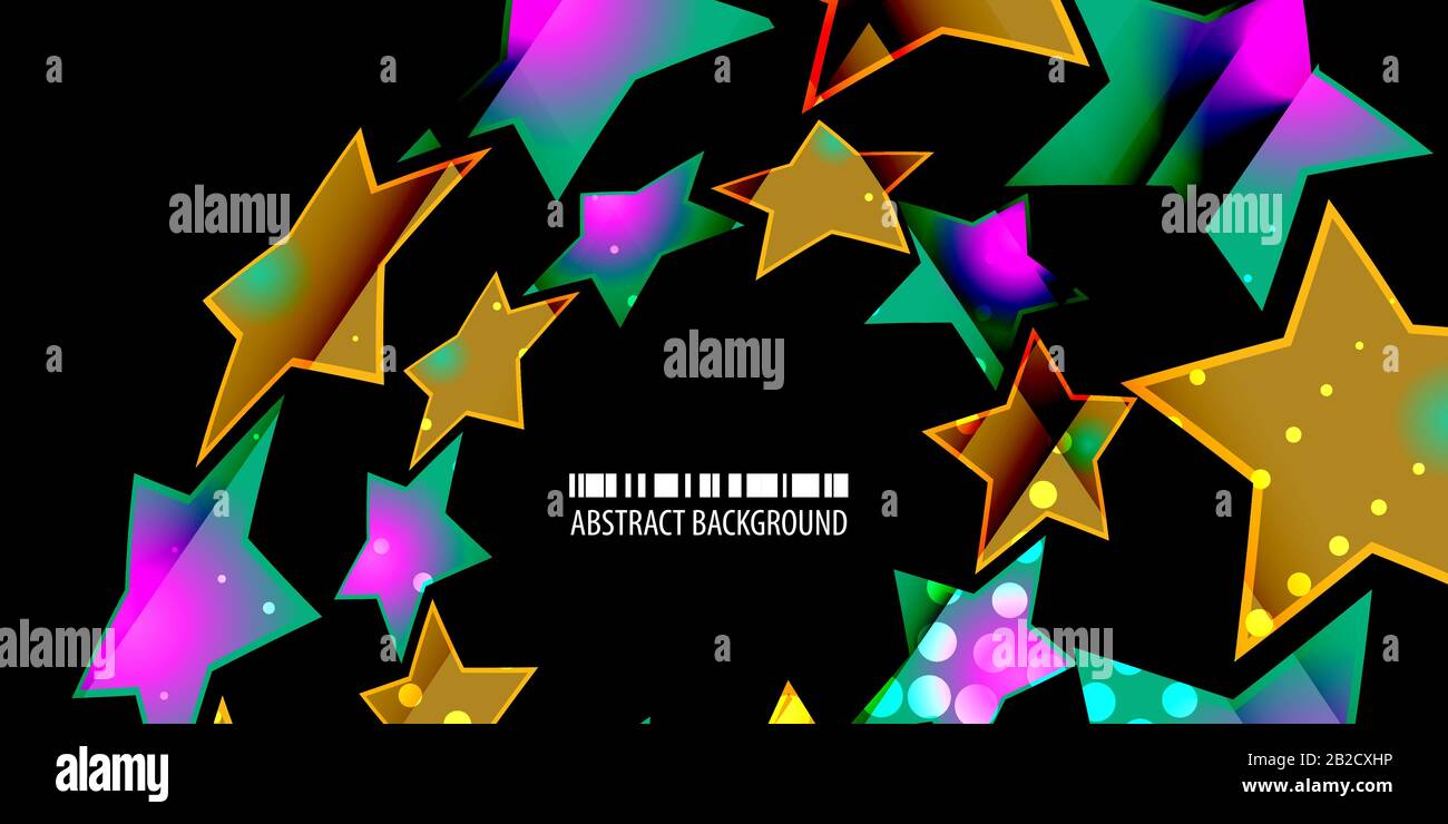 Abstract colorful background template with blended multiple star shapes ...