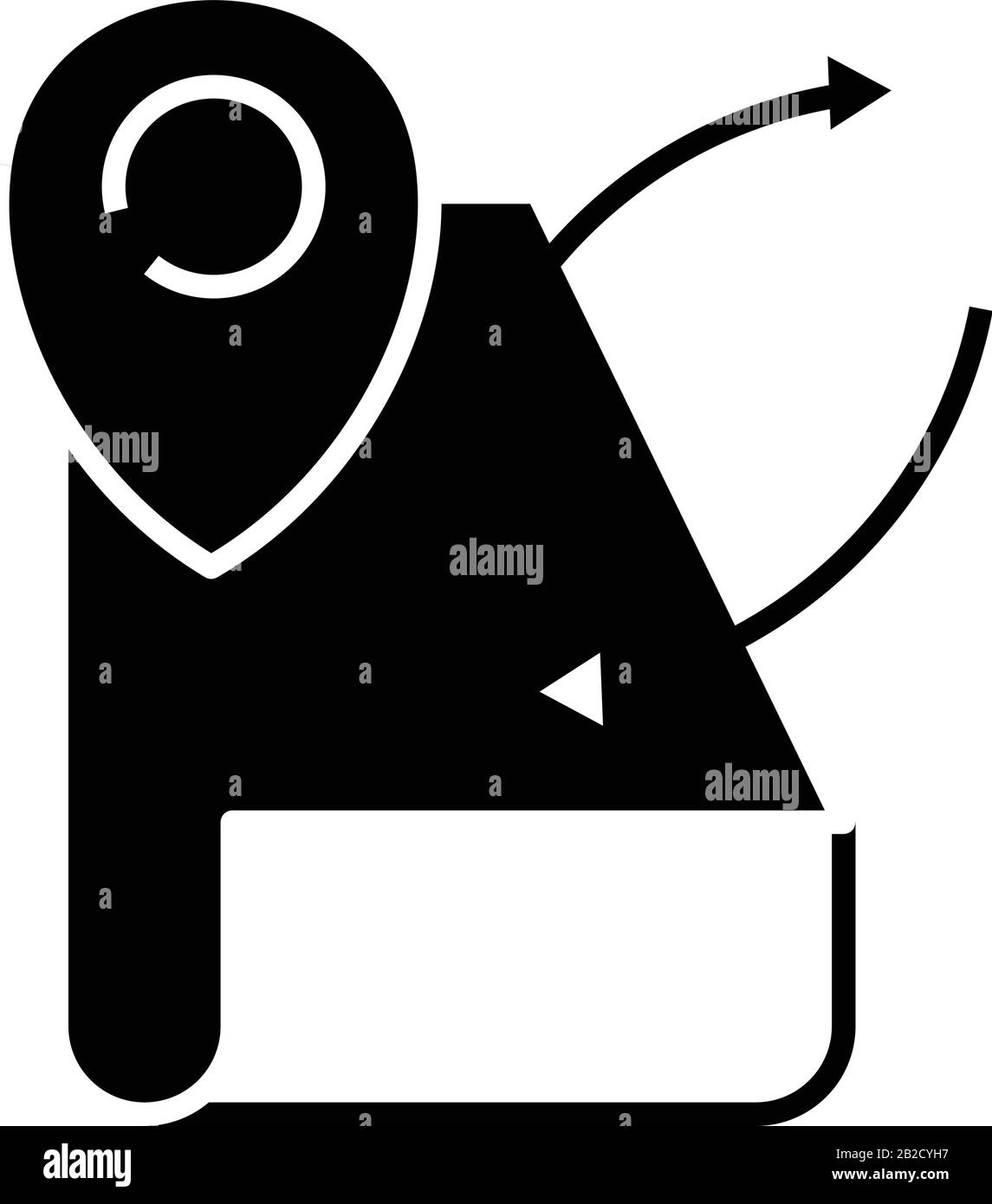 Location route black icon, concept illustration, vector flat symbol ...