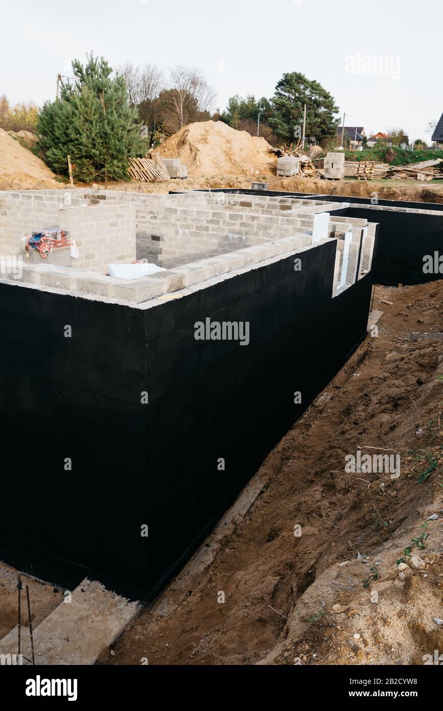 construction of a three-layer wall with insulation Stock Photo - Alamy