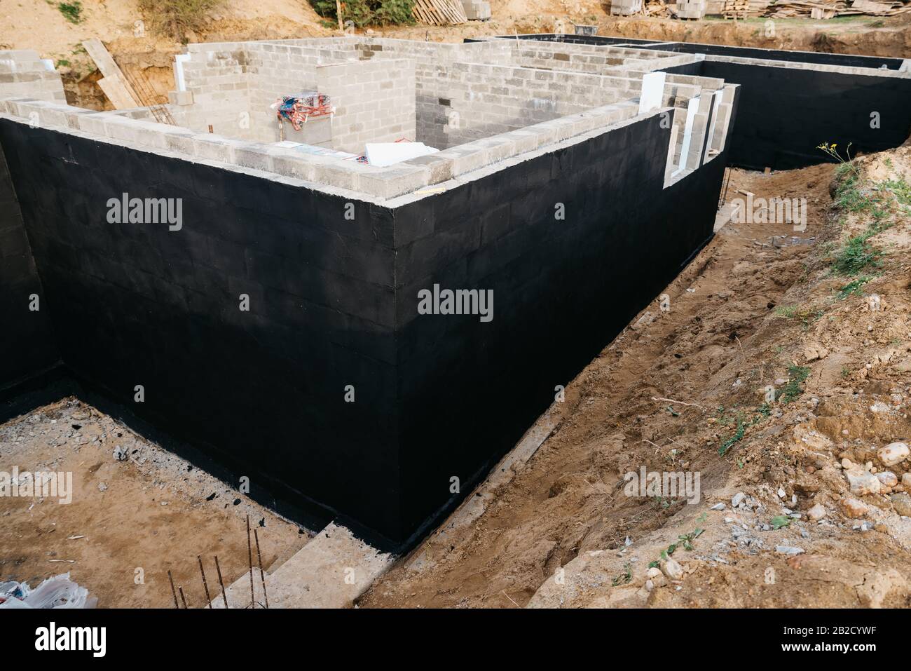 construction of a three-layer wall with insulation Stock Photo - Alamy