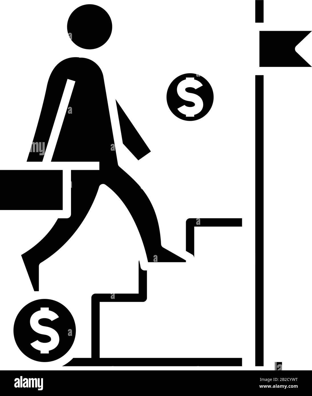 Increasing profit black icon, concept illustration, vector flat symbol ...