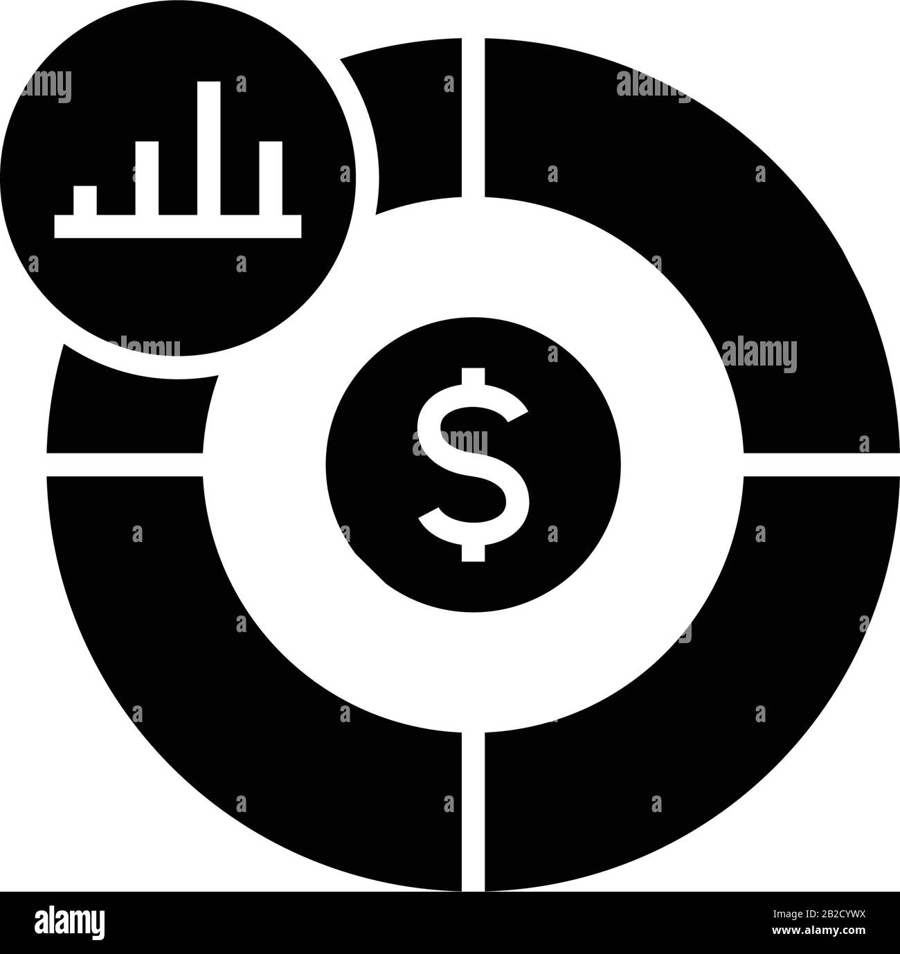 Income chart black icon, concept illustration, vector flat symbol ...