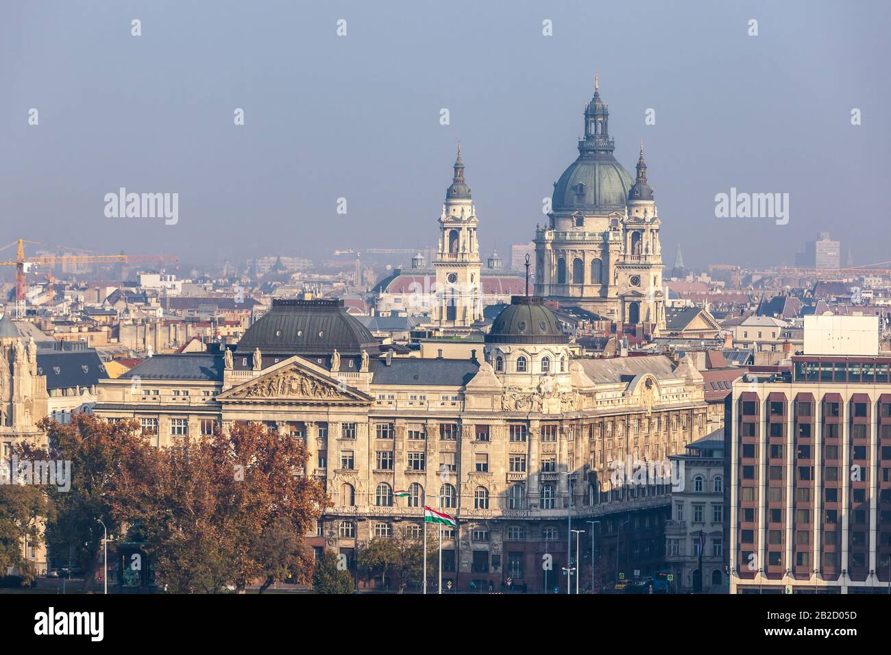 Aerial view about the towers of the famous St.Stephen's Basilica in ...