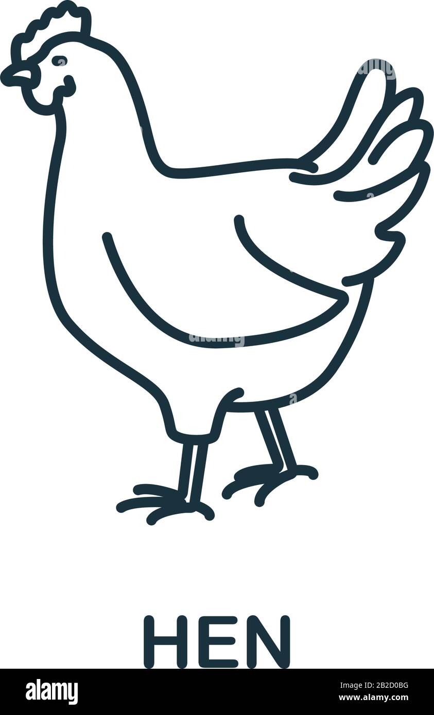 Hen icon from home animals collection. Simple line element Hen symbol ...
