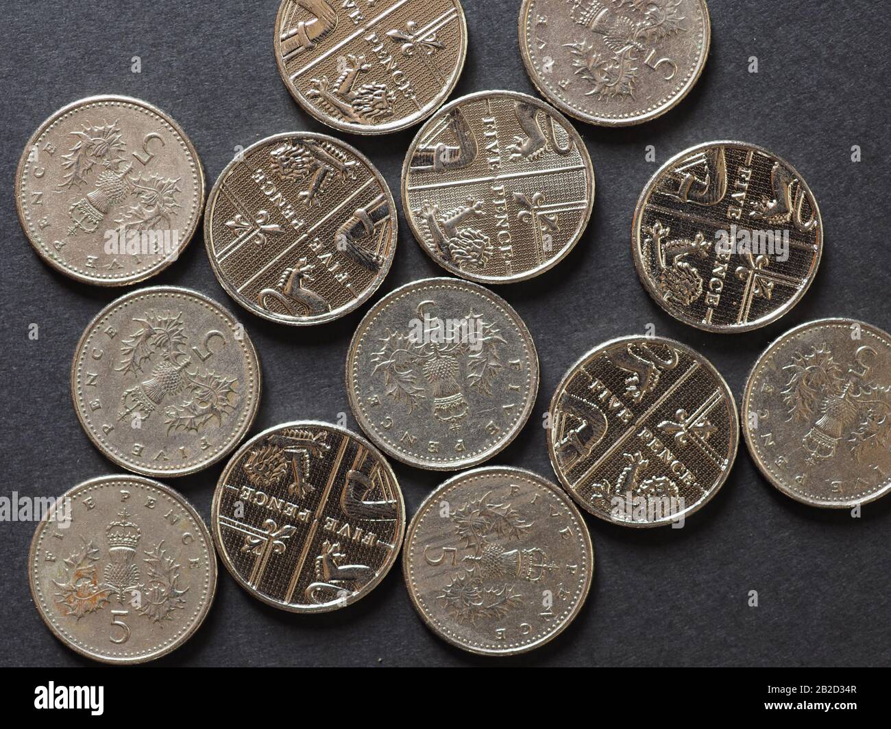 5 pence coin money (GBP), currency of United Kingdom Stock Photo - Alamy