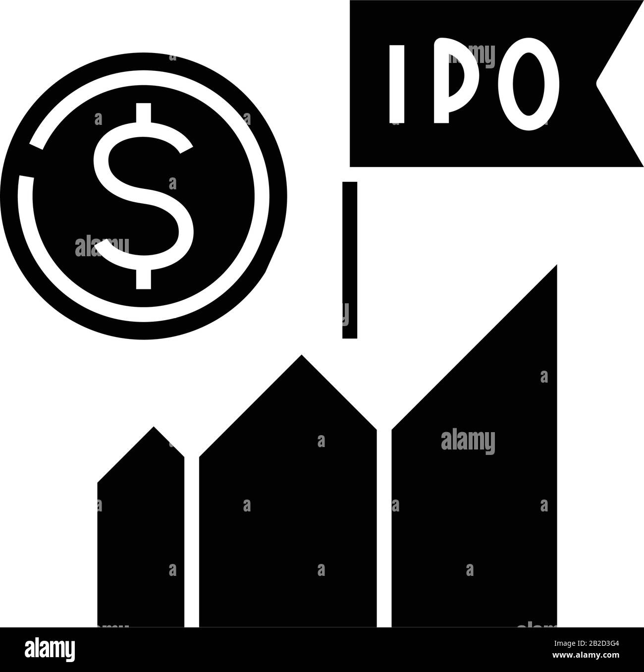 Ipo market chart black icon, concept illustration, vector flat symbol ...