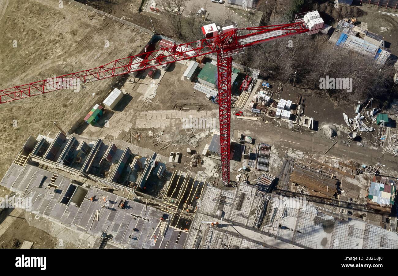 tower crane works on a construction site Stock Photo - Alamy