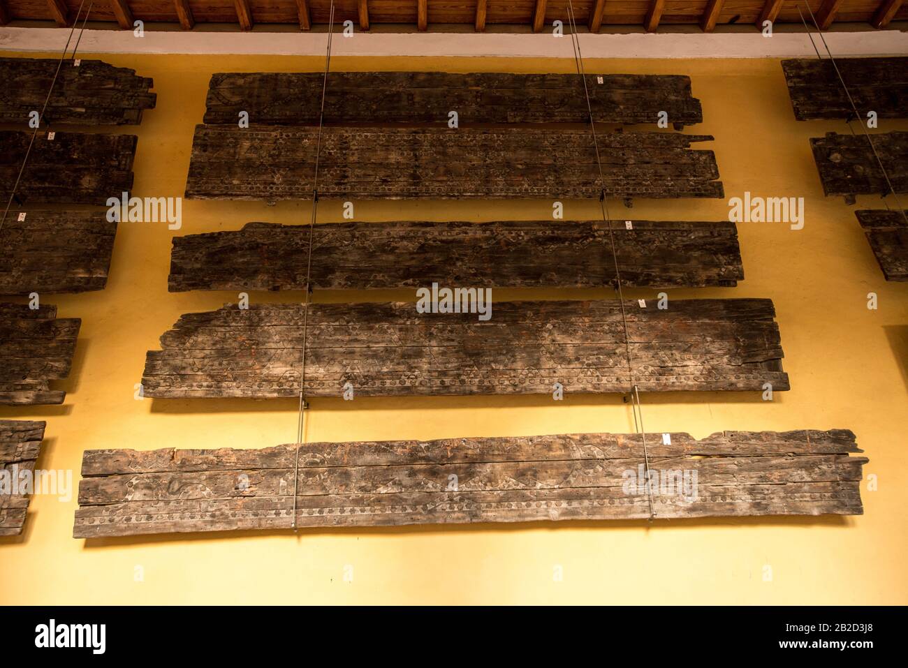 Wooden beams carved by Islamic artisans in the X century for the Great ...