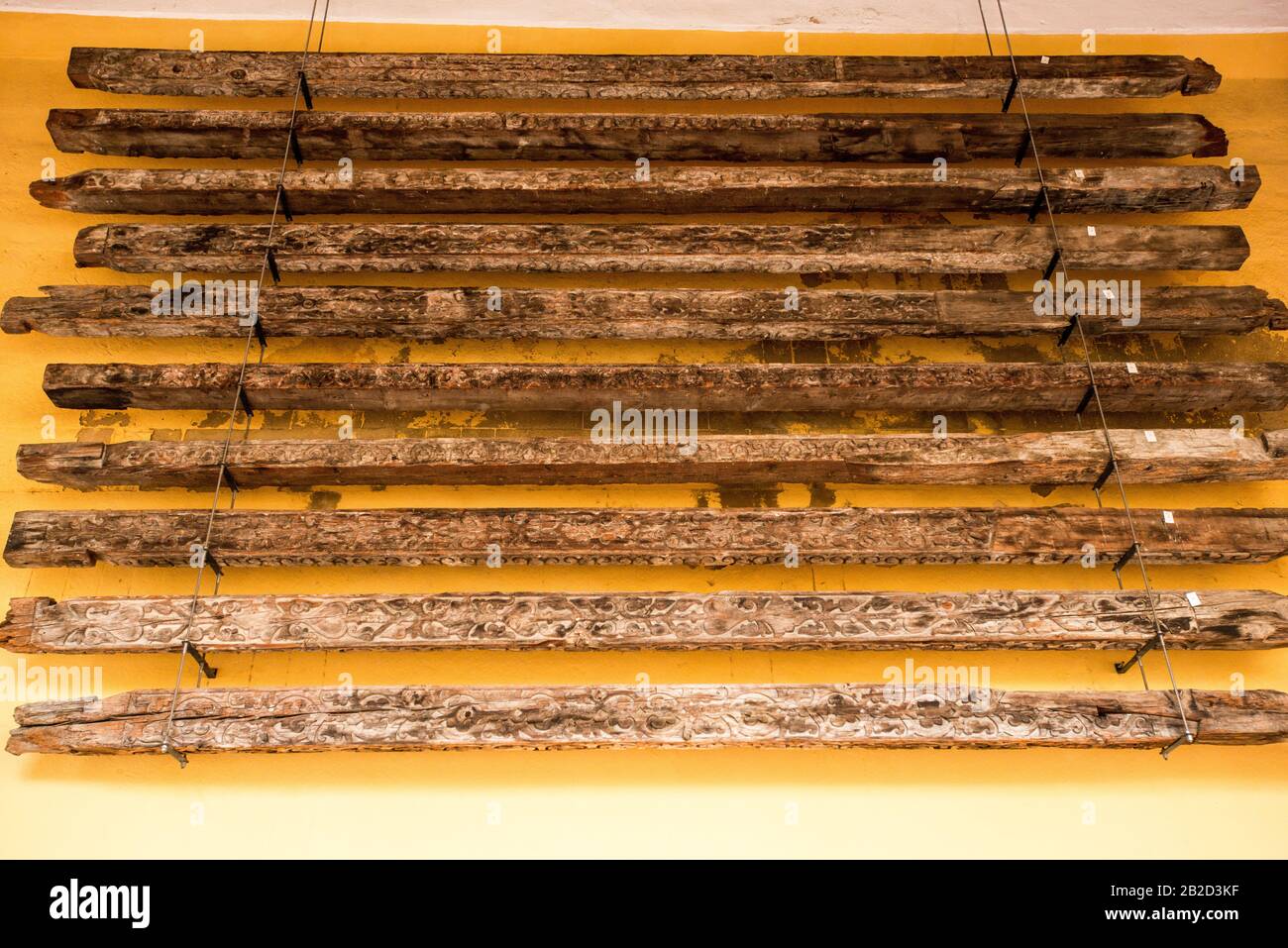 Wooden beams carved by Islamic artisans in the X century for the Great ...