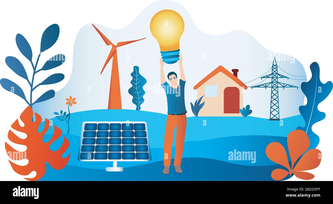 Ecological electric energy production Stock Vector Images - Alamy