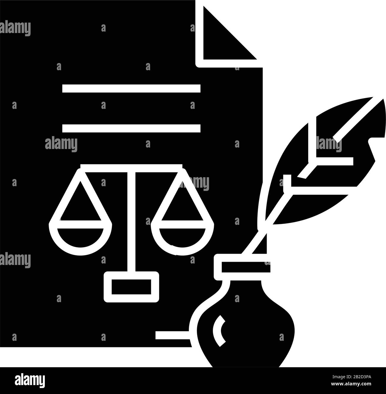 Judicial document black icon, concept illustration, vector flat symbol ...