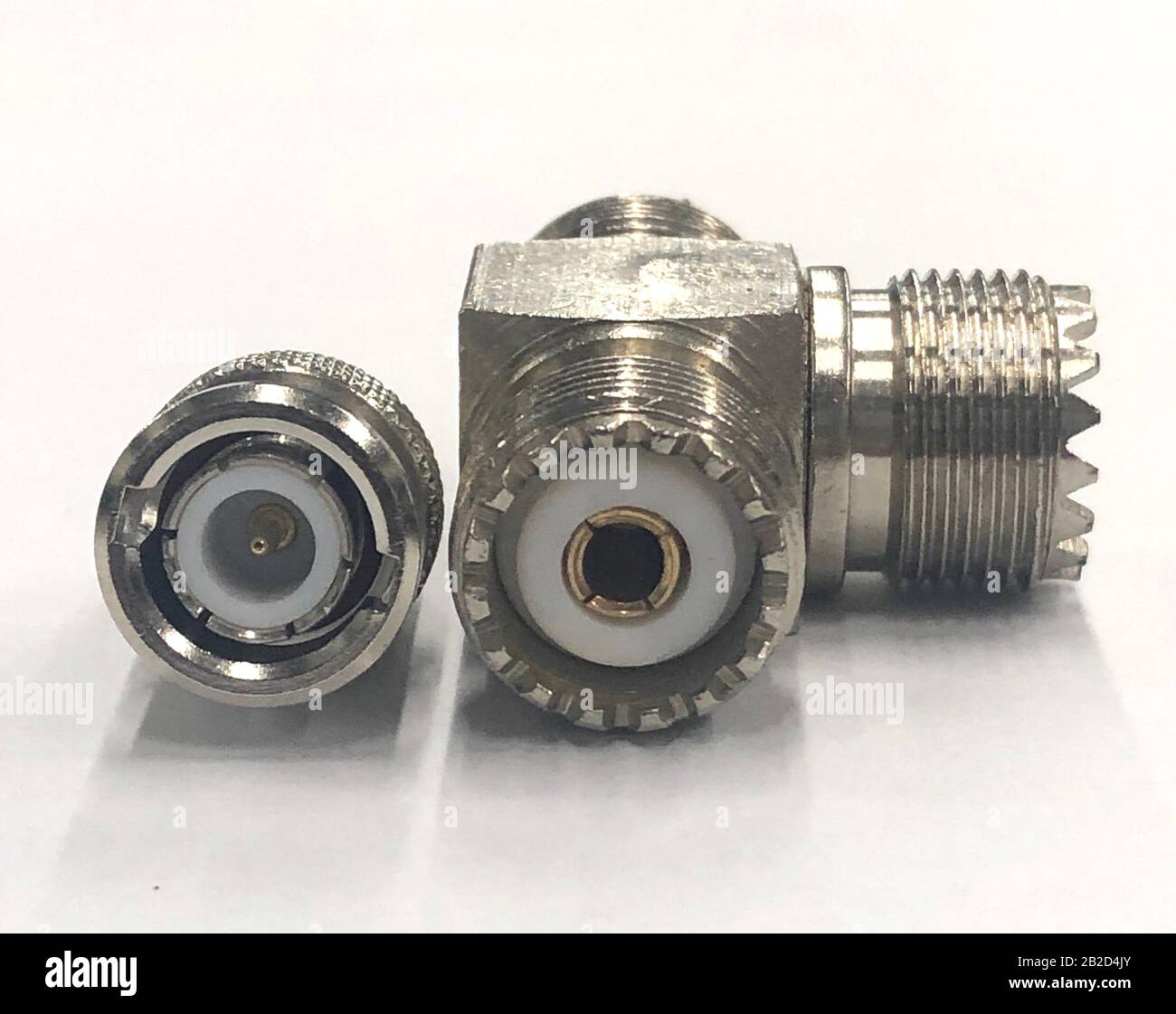 COAXIAL ANTENNA CABLE CONNECTOR, METAL PLUG - closeup images, isolated ...