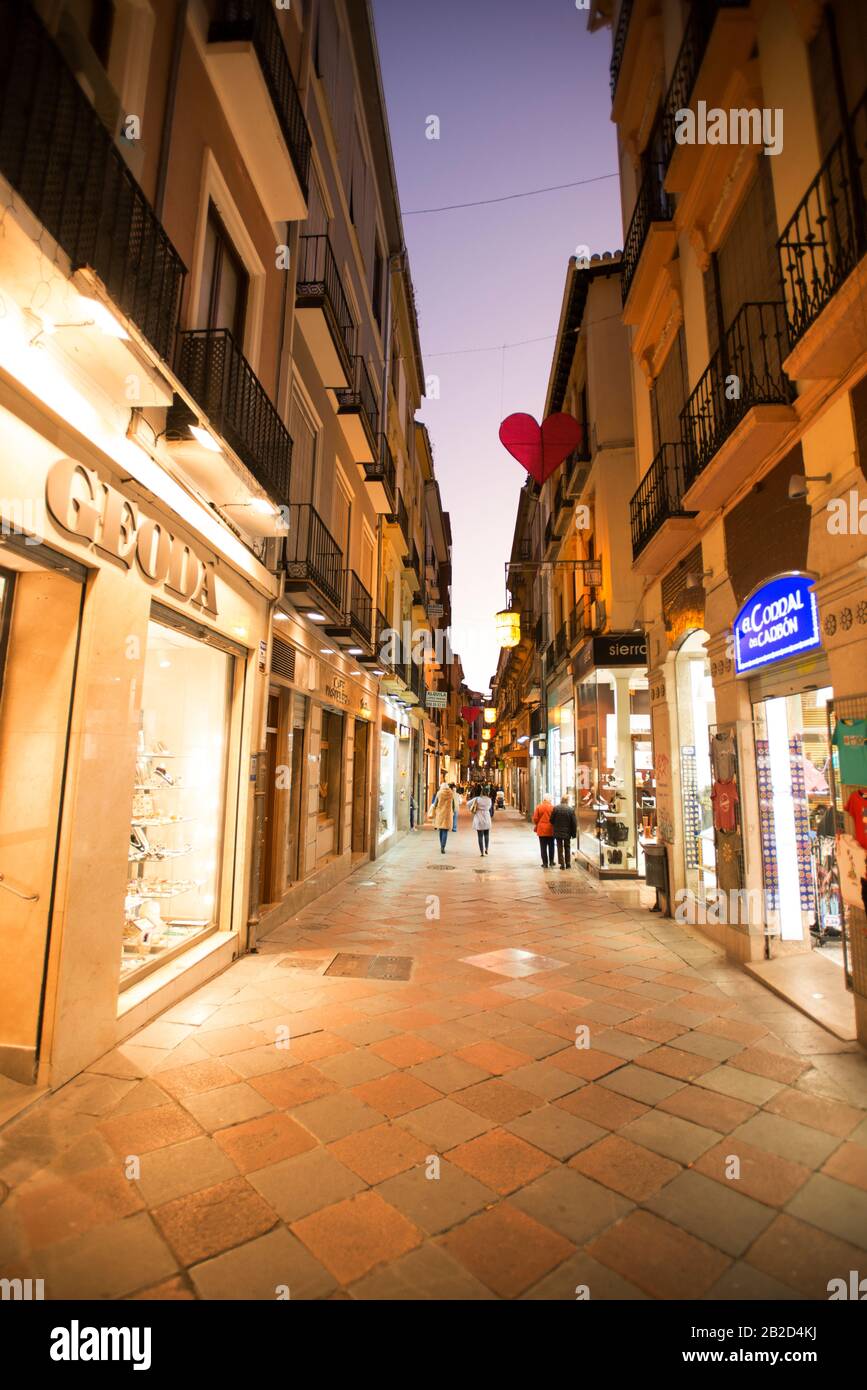 Illuminated street in downtown Granada Stock Photo - Alamy