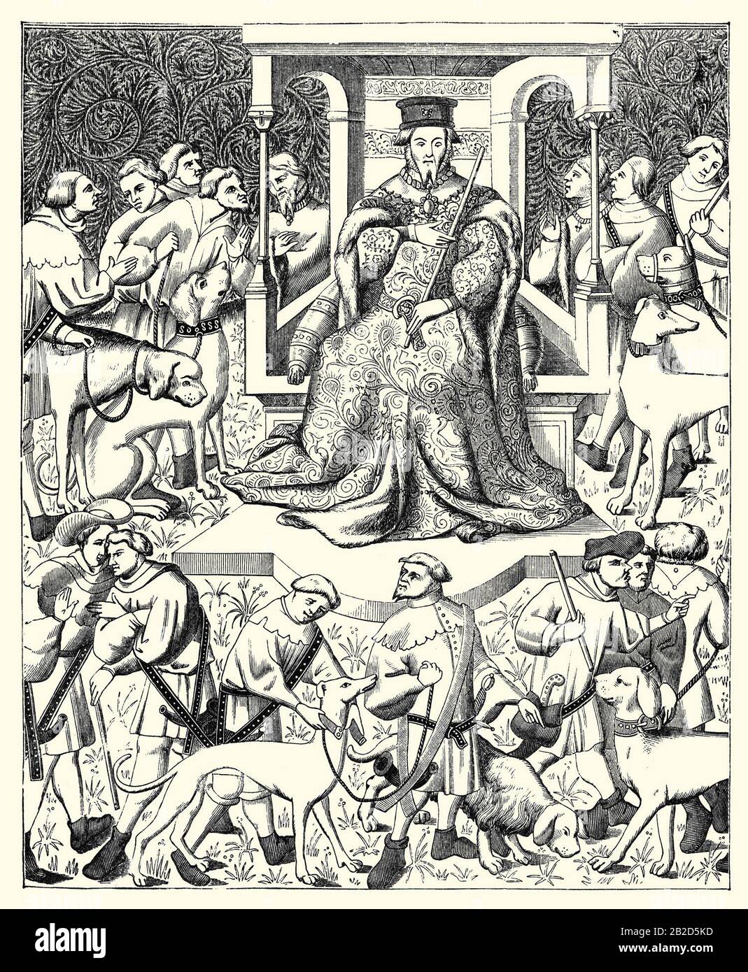 Gaston Phoebus Teaching the Art of Venery Stock Photo - Alamy