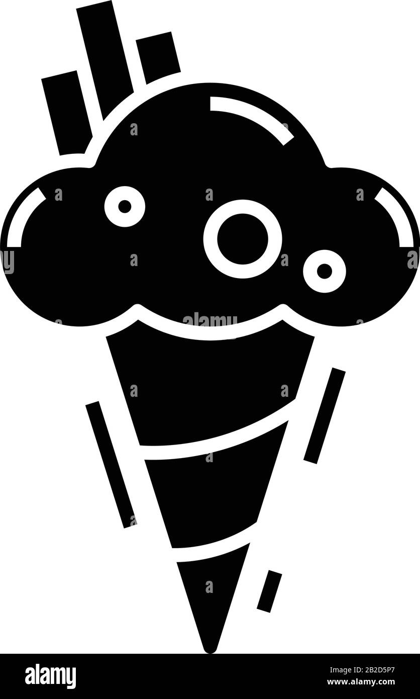 Icecream black icon, concept illustration, vector flat symbol, glyph ...