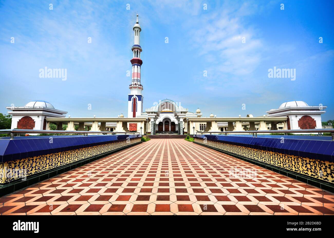 view of modern mosque against blue sky in bangladesh Stock Photo - Alamy