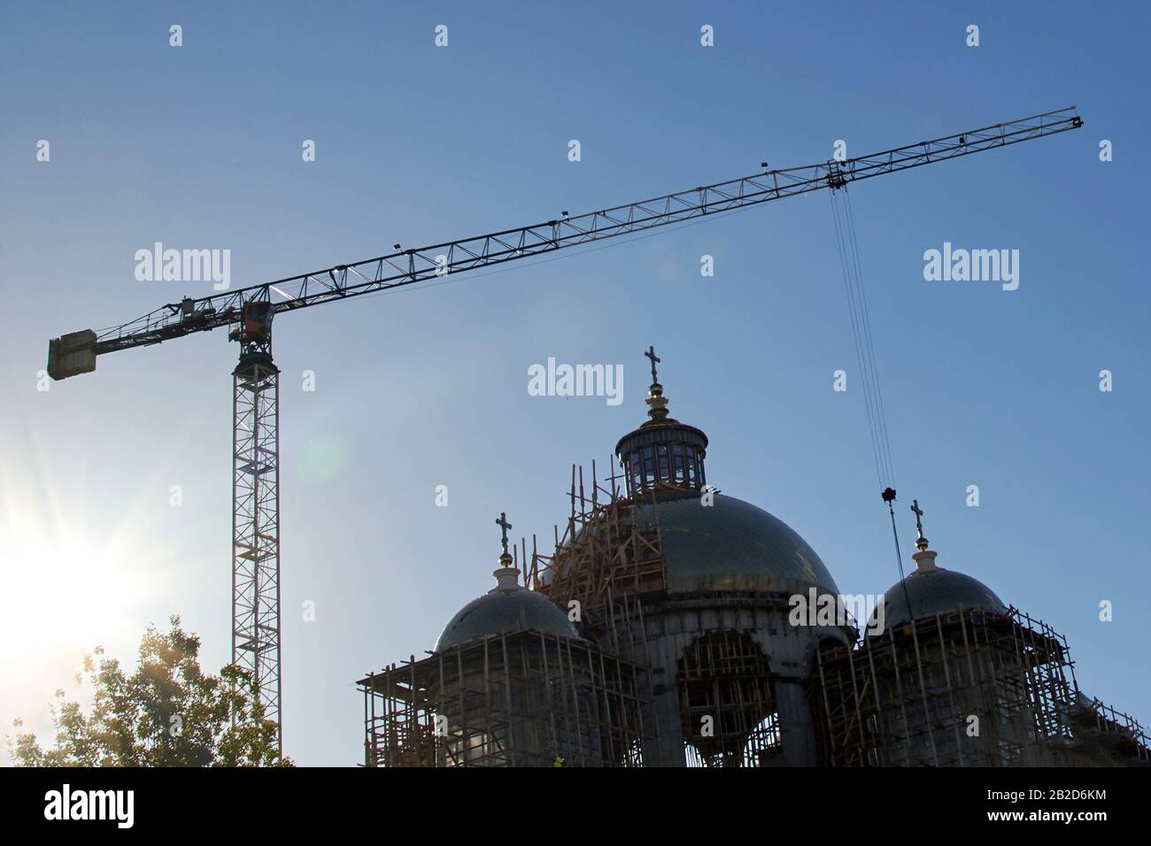 Industrial construction cranes the construction of an building Stock ...