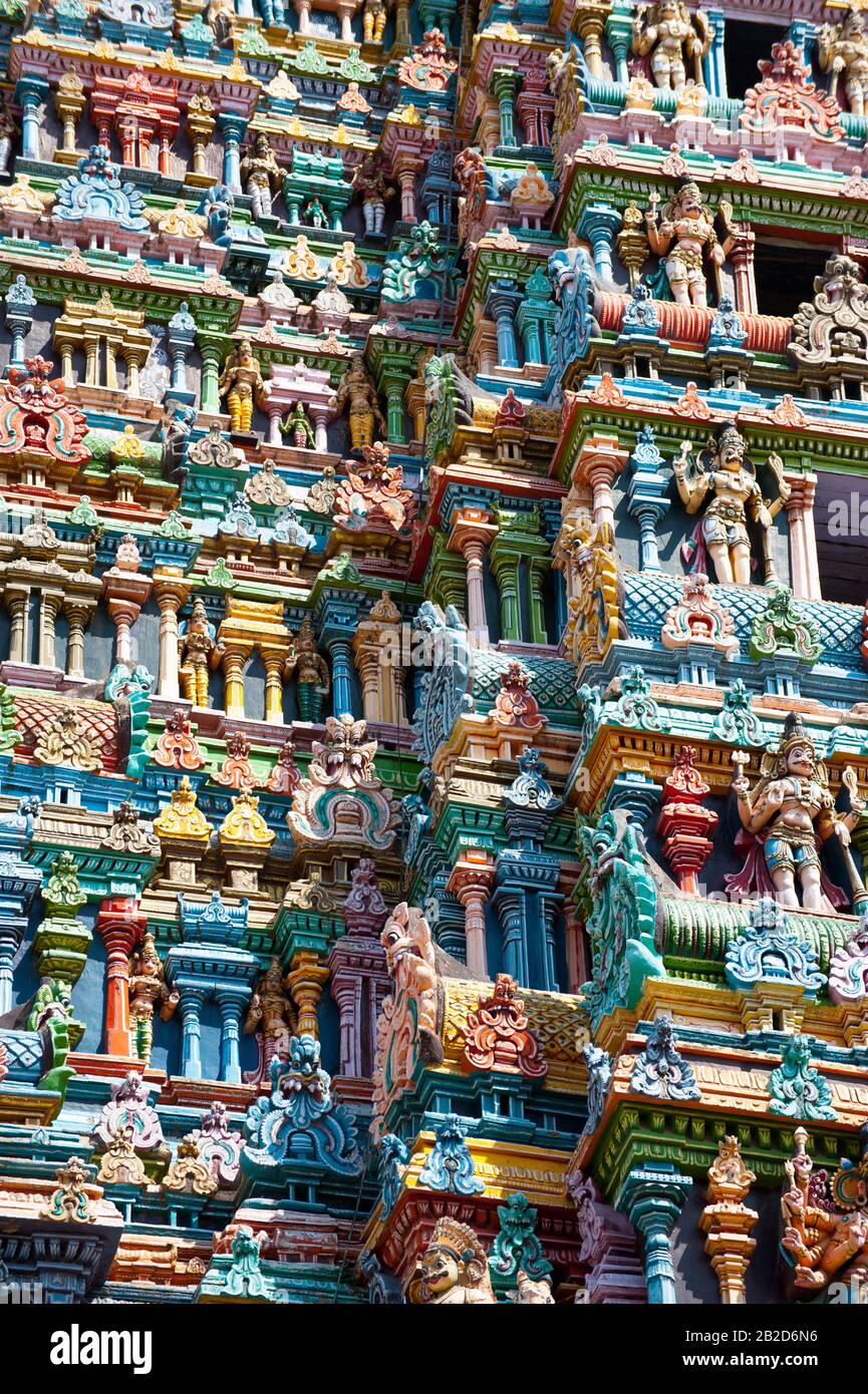 Great Indian architecture and religious art. Gods pantheon at Temple ...