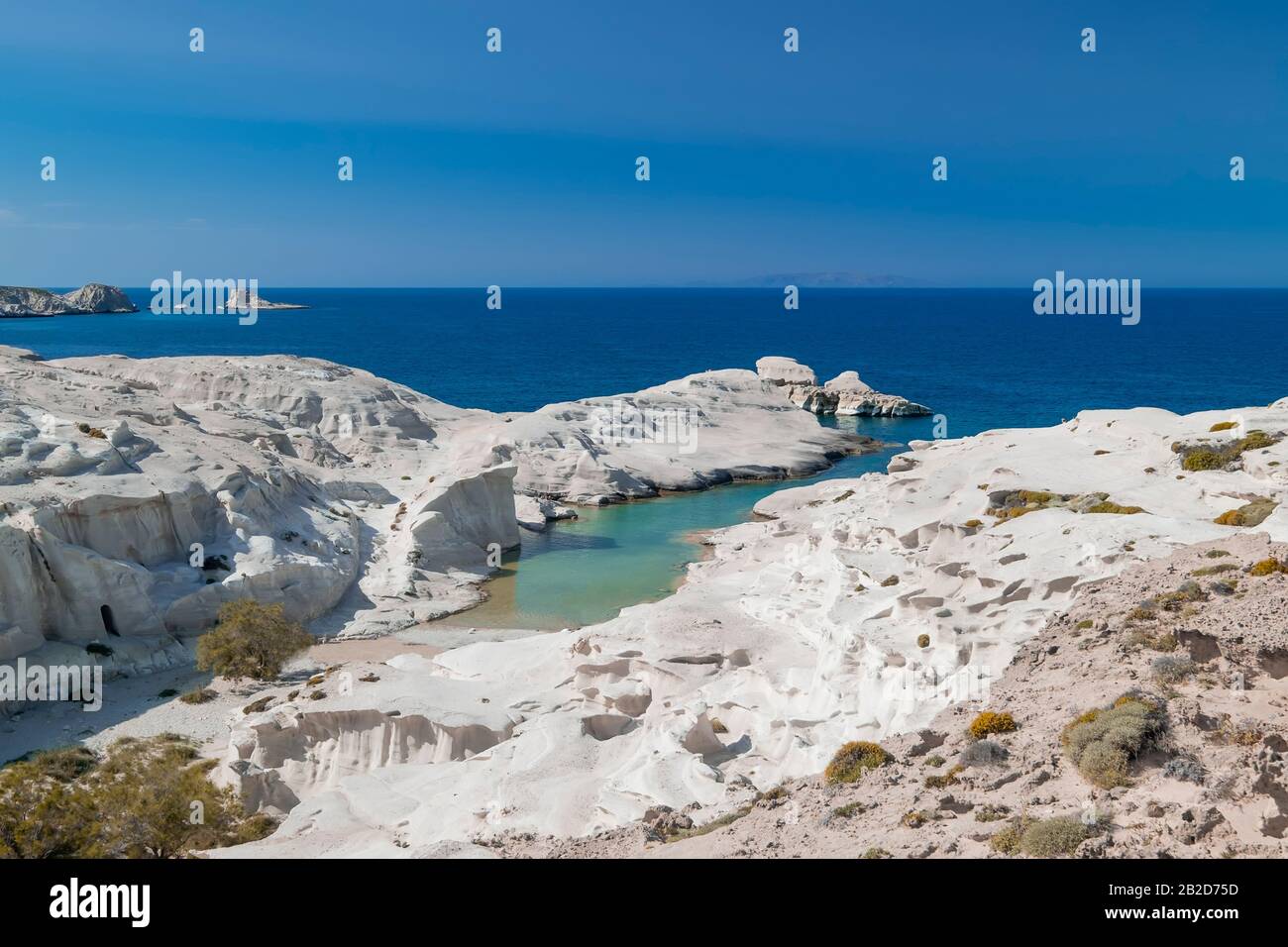 Amazing landscape with white volcanic rocks at Sarakiniko beach ...