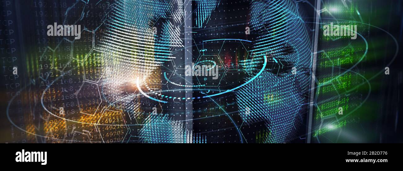 New Technology and Telecommunication Concept. 3D Planet on website ...