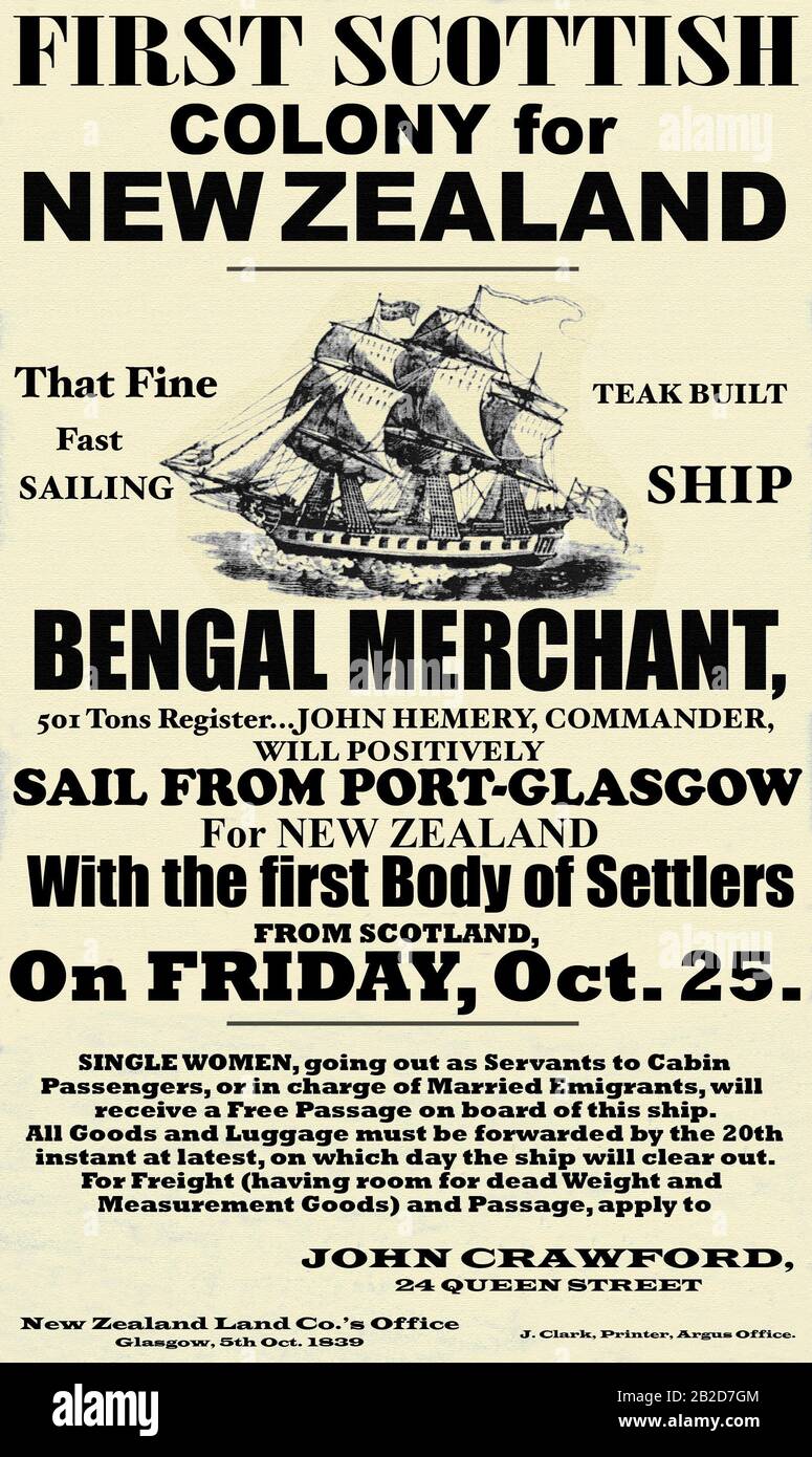 First Scottish Colony for New Zealand Stock Photo - Alamy