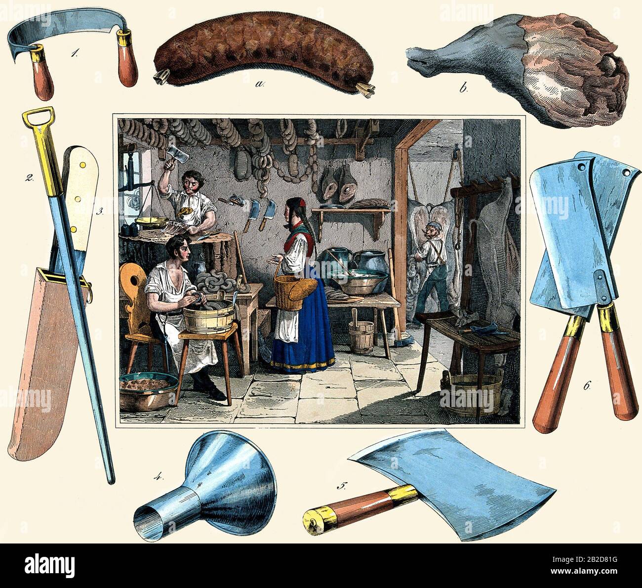 Pig Butcher & Tools Stock Photo - Alamy