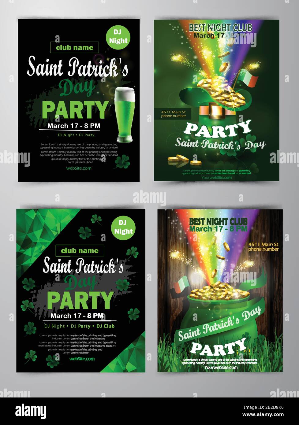 St. Patrick s Day poster set Vector illustration Stock Vector Image ...