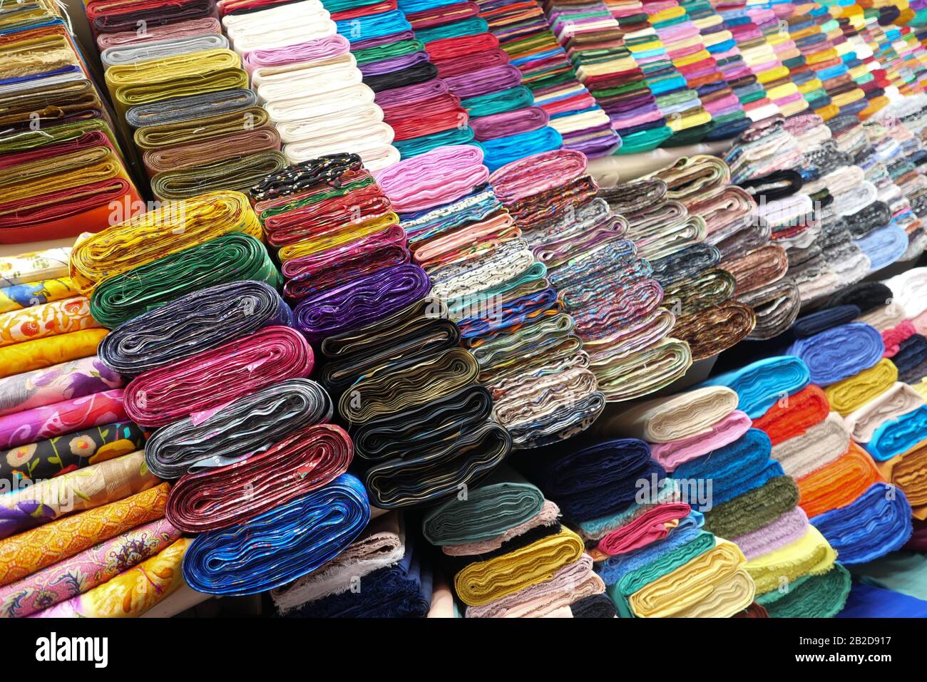 textile cloths display for sale at local store Stock Photo - Alamy