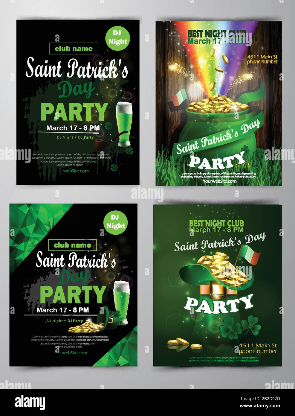 St. Patrick s Day poster set Vector illustration Stock Vector Image ...