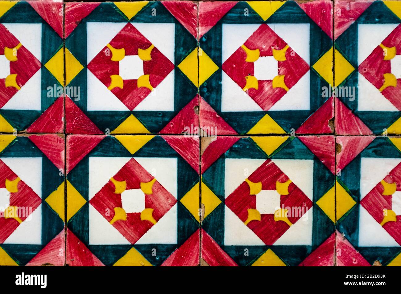 Portuguese traditional tiles Azulejos with colorful geometric pattern ...