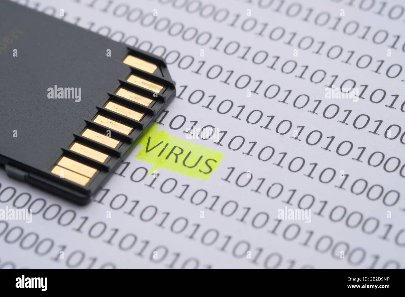 virus concept with memory card and text on paper Stock Photo - Alamy