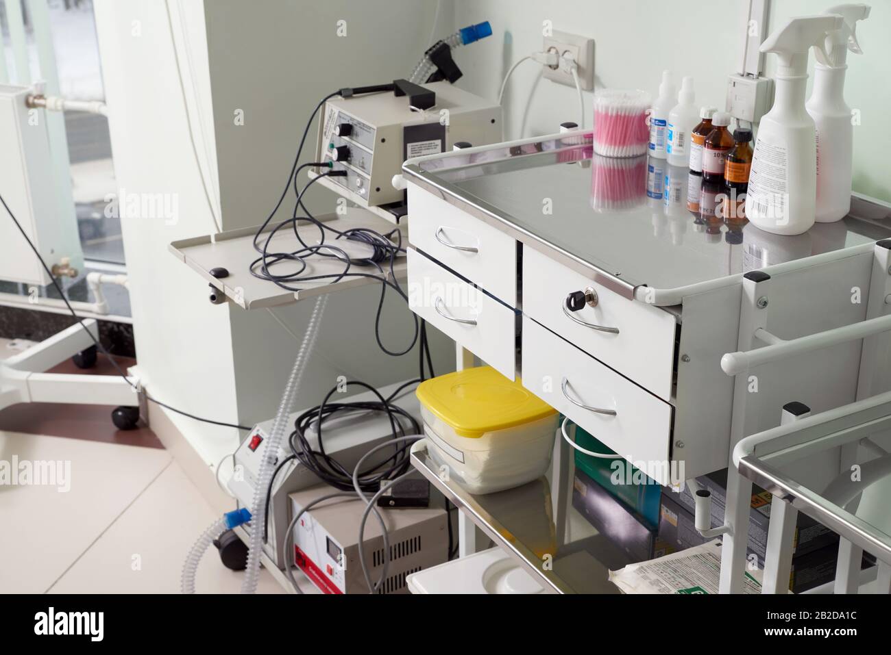 Medical equipment with tubes in doctor's office Stock Photo - Alamy