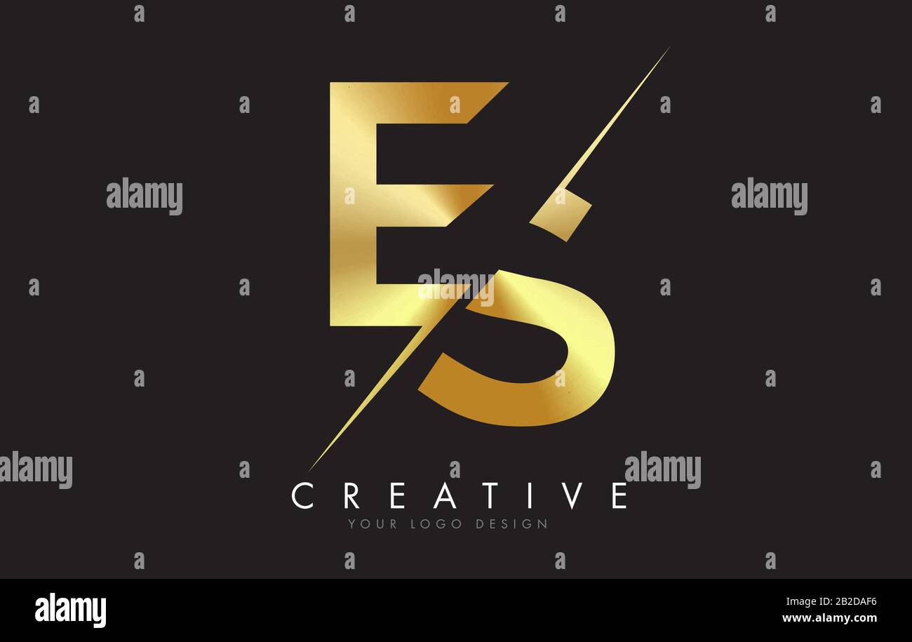 ES E S Golden Letter Logo Design with a Creative Cut. Creative logo ...