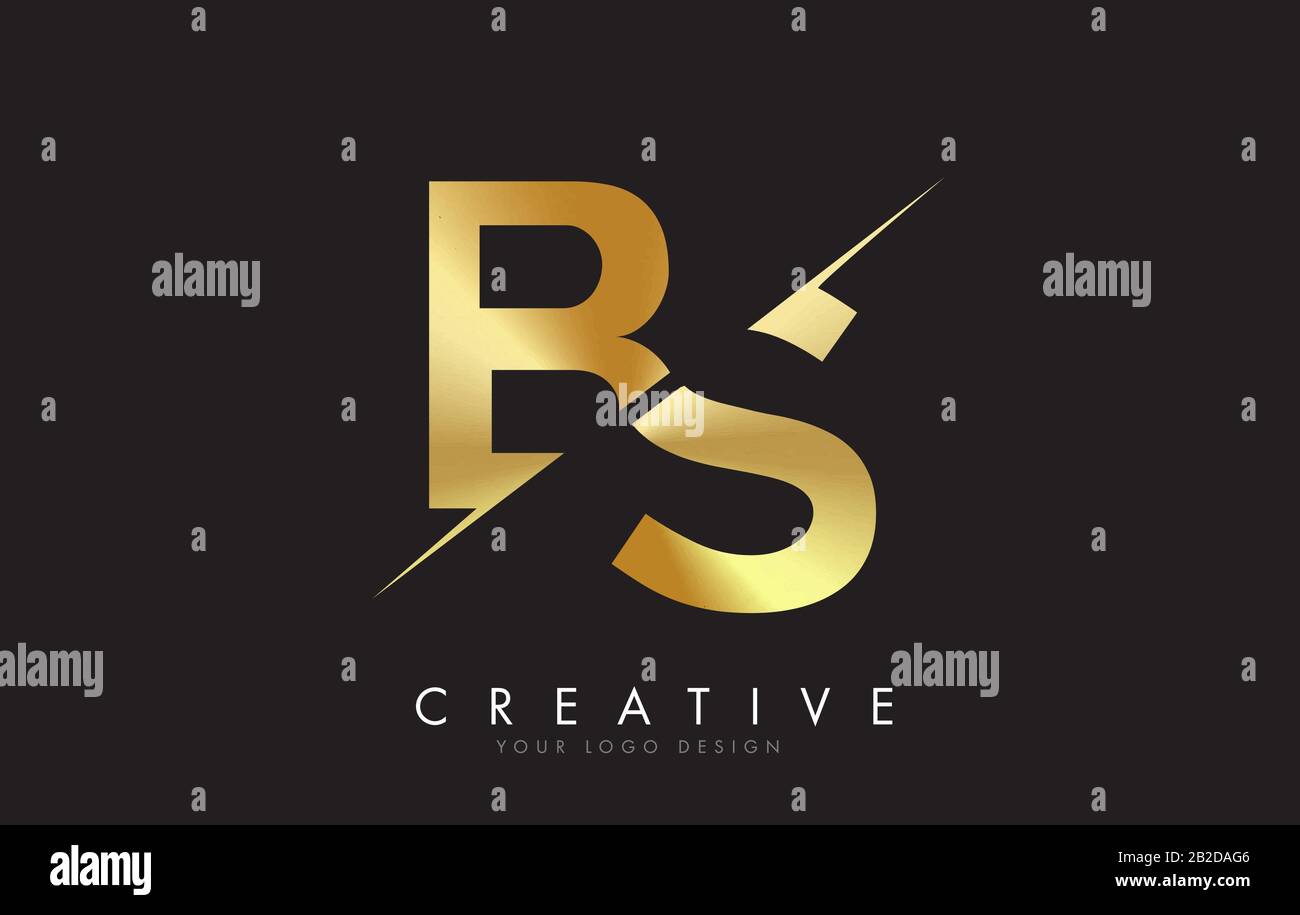 BS B S Golden Letter Logo Design with a Creative Cut. Creative logo ...