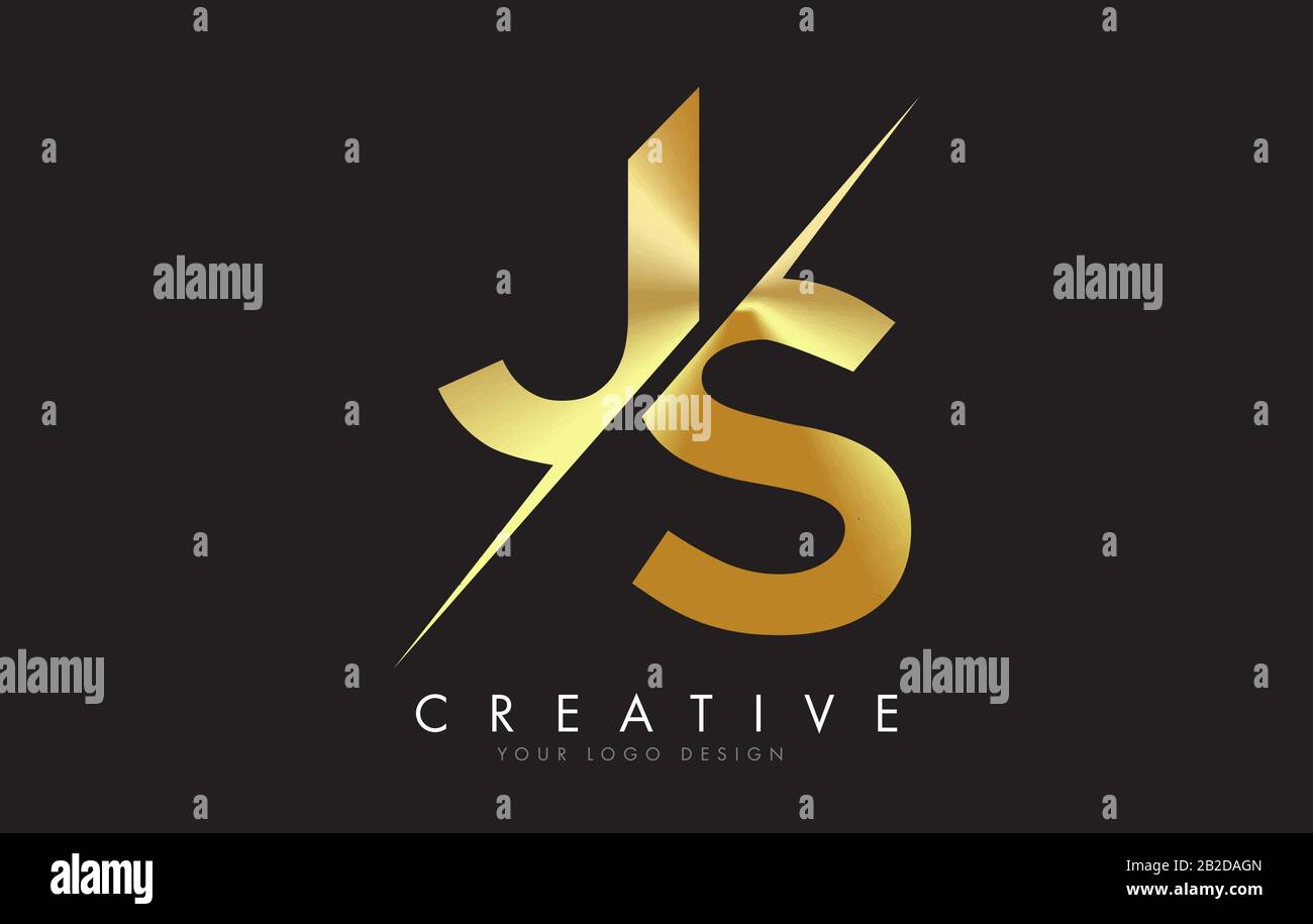 JS J S Golden Letter Logo Design with a Creative Cut. Creative logo ...