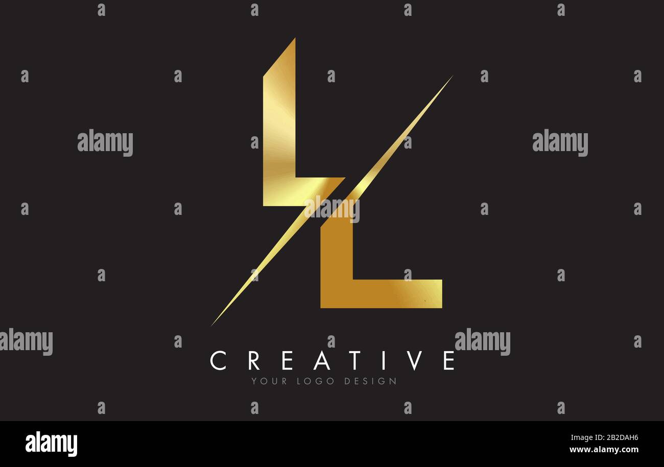 LL L Golden Letter Logo Design with a Creative Cut. Creative logo ...
