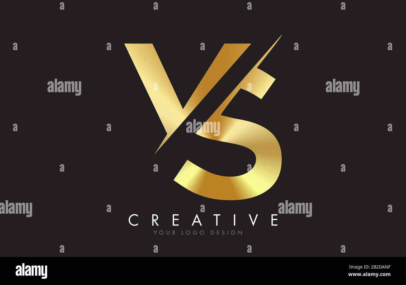 VS V S Golden Letter Logo Design with a Creative Cut. Creative logo ...