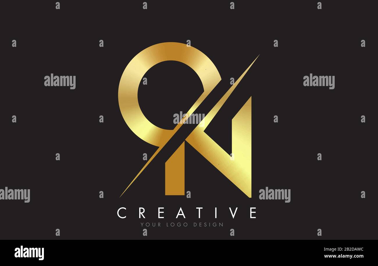 ON O N Golden Letter Logo Design with a Creative Cut. Creative logo ...
