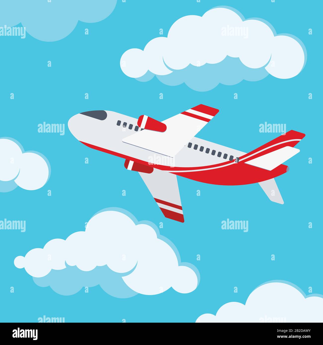 Airplane in the sky vector flat design illustration Stock Vector Image ...