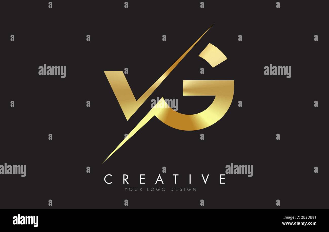 VG V G Golden Letter Logo Design with a Creative Cut. Creative logo ...