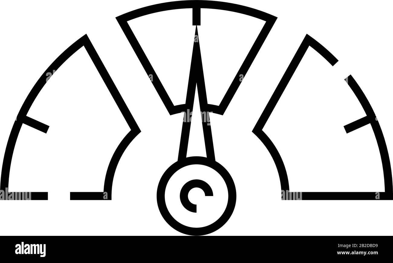 Speed meter line icon, concept sign, outline vector illustration ...