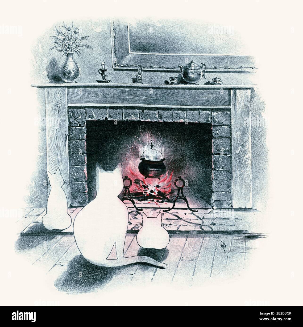 Cats with cauldron Stock Photo - Alamy